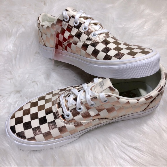 Vans | Shoes | Rare Nwt Rose Gold Vans Cream Checkerboard Authentic ...